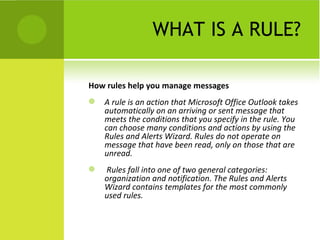 How to use OutLook Rules | PPT