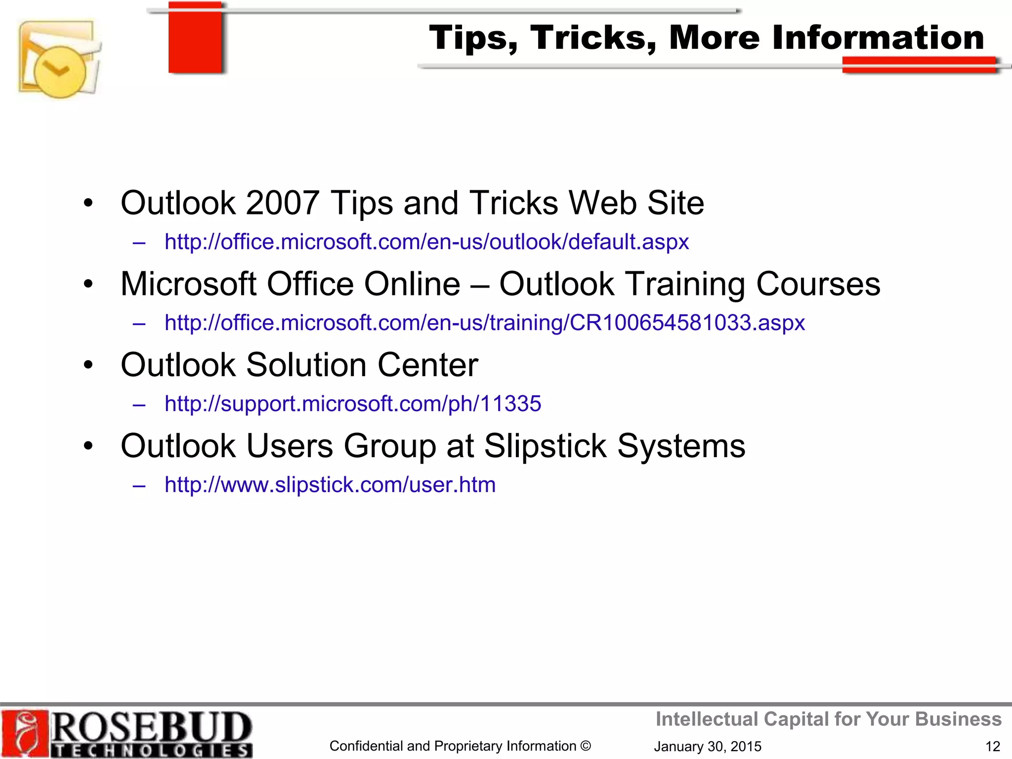 Outlook training slides | PPTX