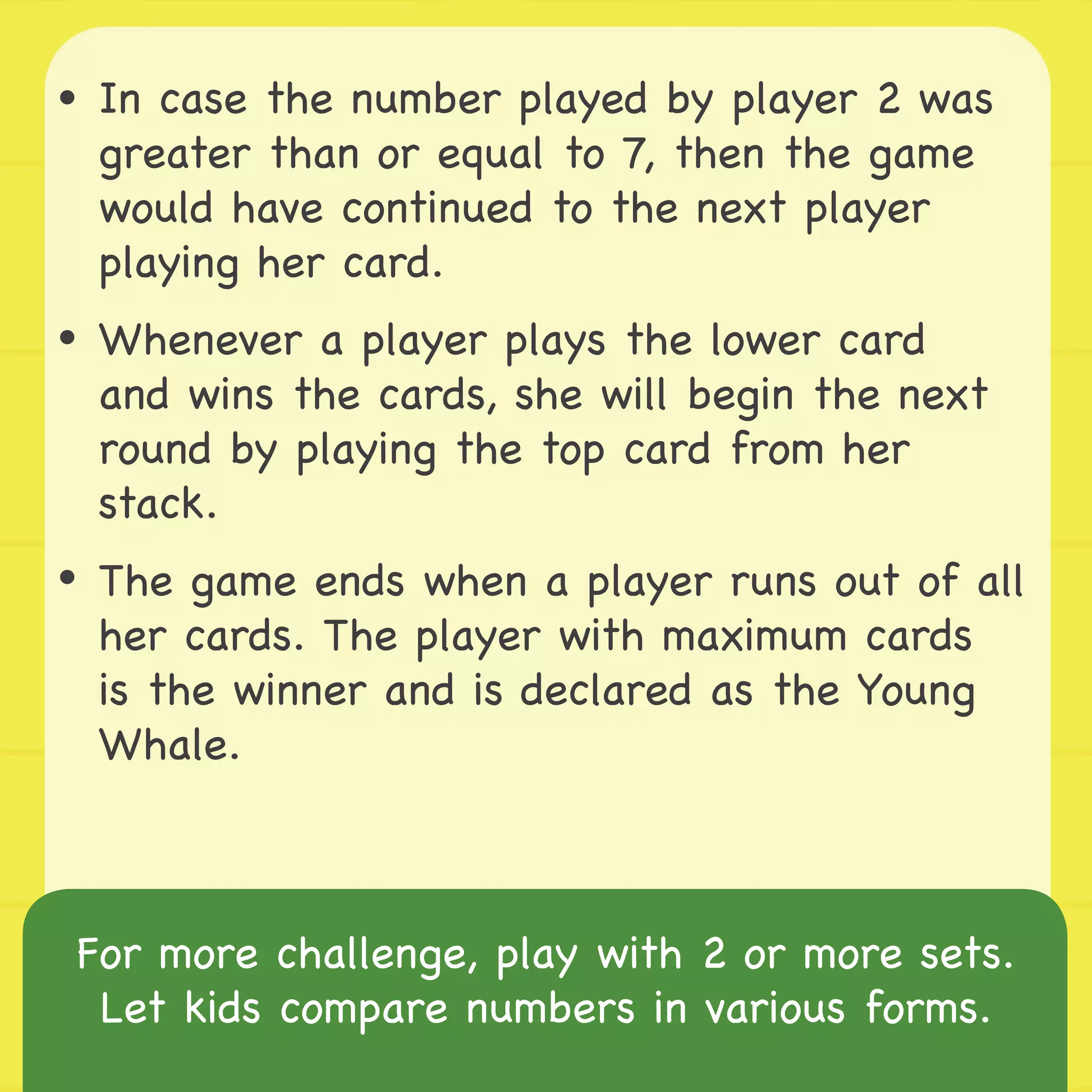 Numbers Card Game - Outnumber. 6 times more math practice | PDF