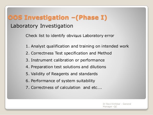 Out of specification (oos)1