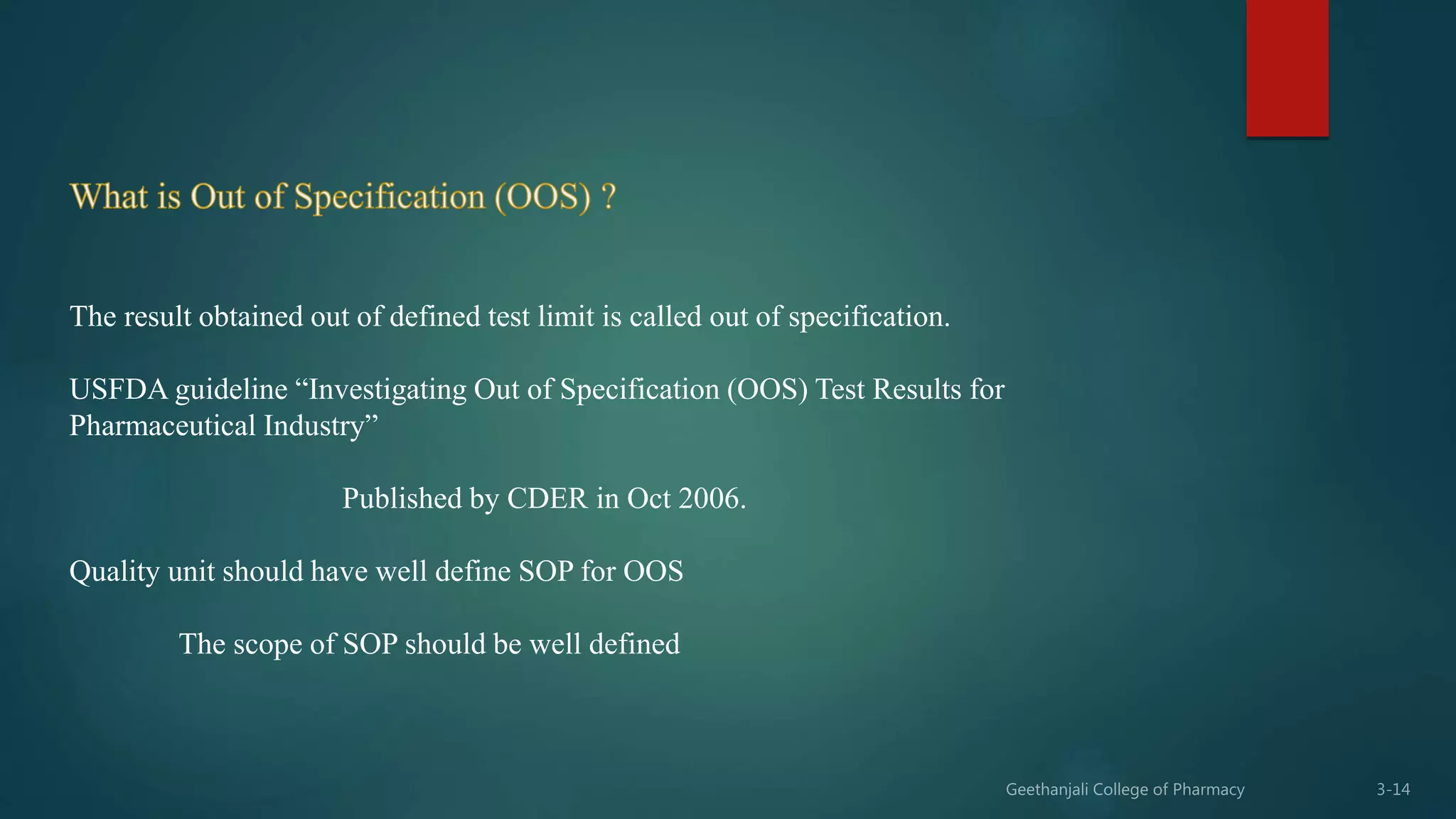 Out of specifications (oos) | PPTX