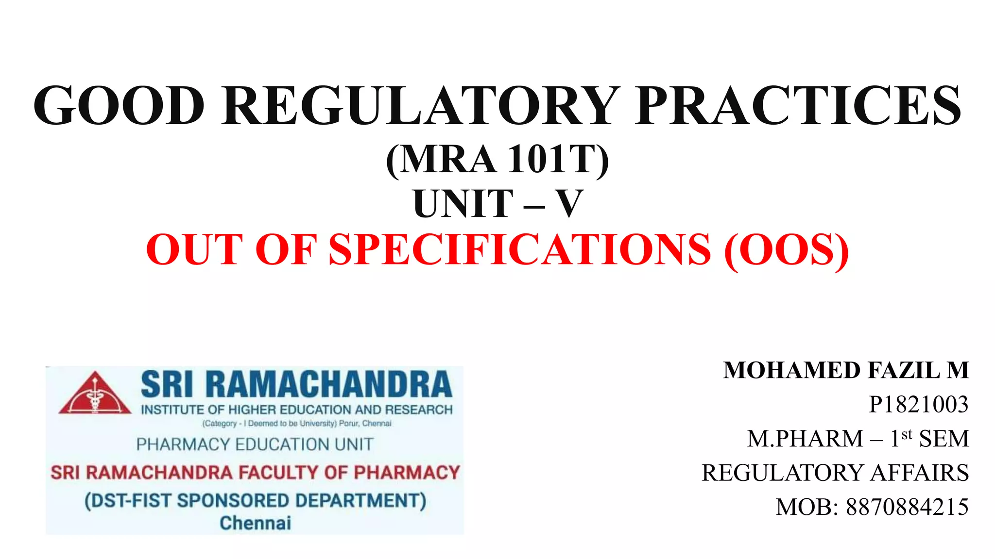 OUT OF SPECIFICATIONS (OOS).pptx