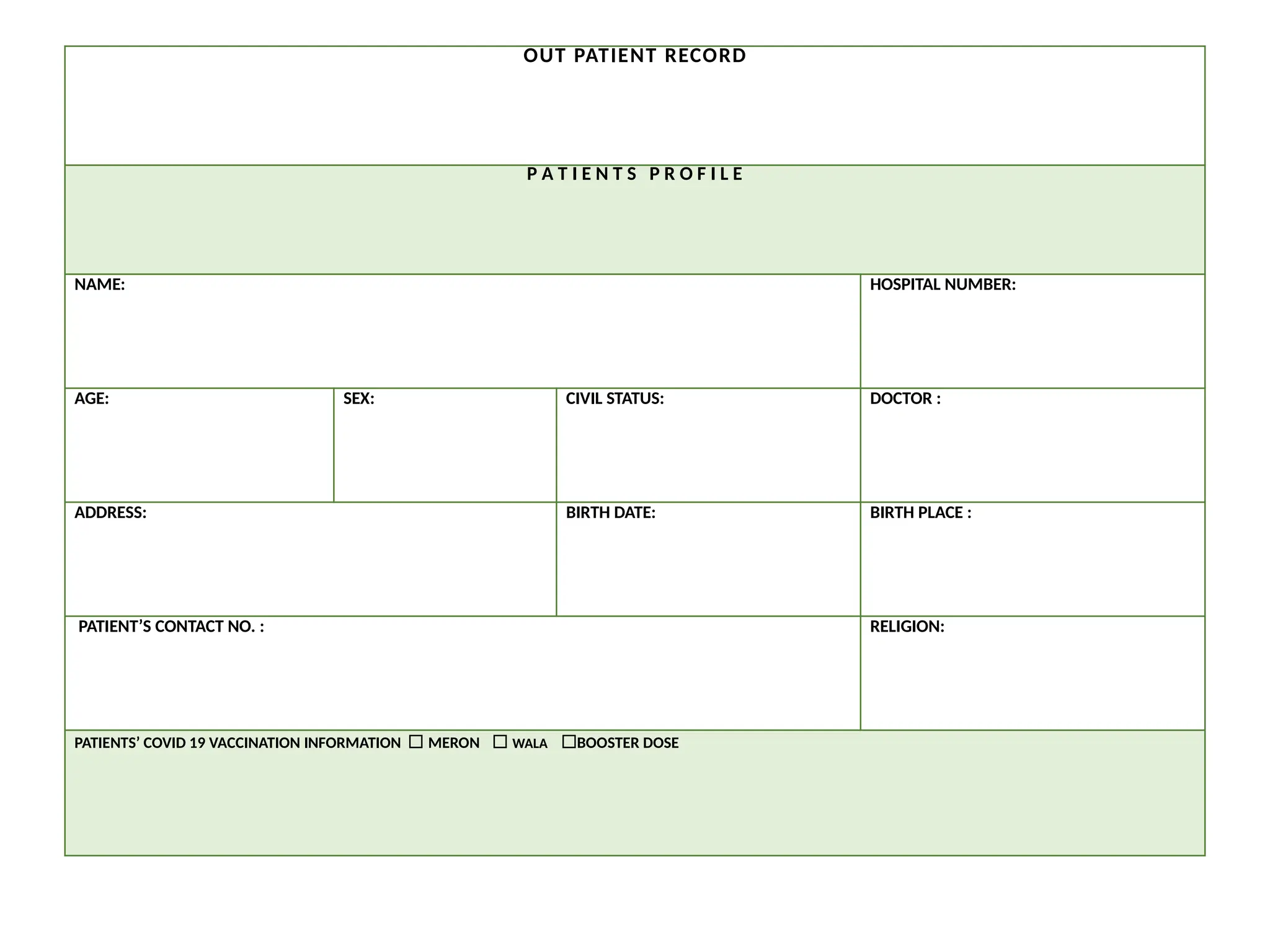 Out Patient Chart for infirmary settings.pptx
