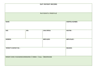 Out Patient Chart for infirmary settings.pptx
