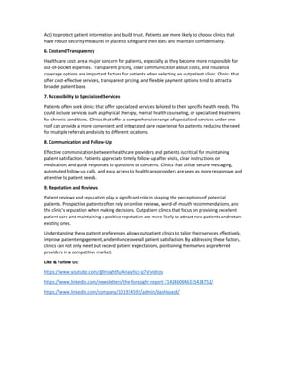Understanding Patient Preferences in the Outpatient Clinics Market | PDF