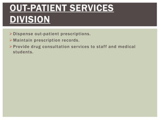 Outpatients and inpatients pharmacy | PPTX