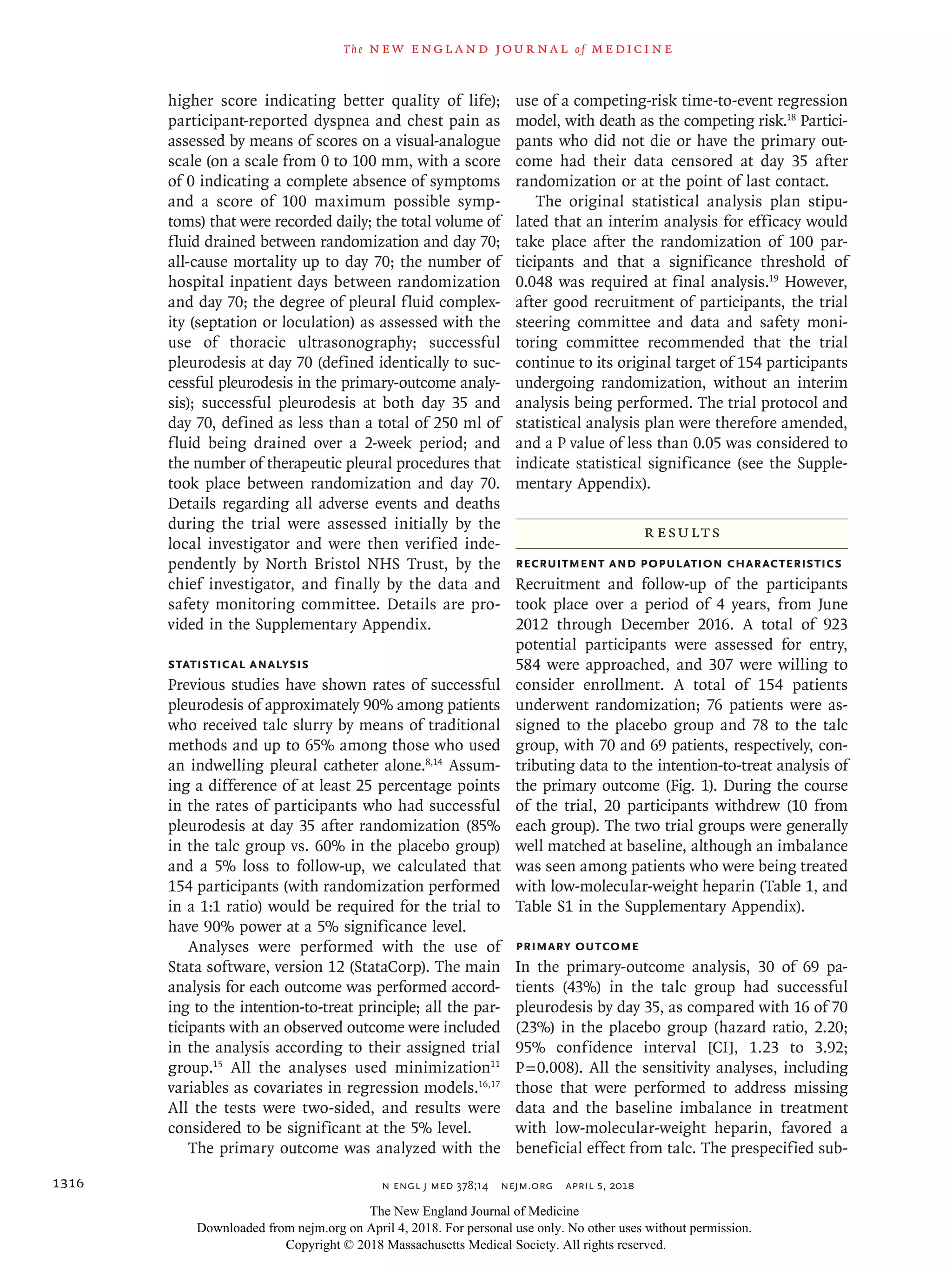 Outpatient talc administration by indwelling pleural catheter for ...