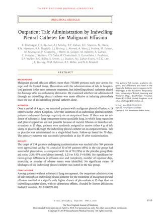 Outpatient talc administration by indwelling pleural catheter for ...