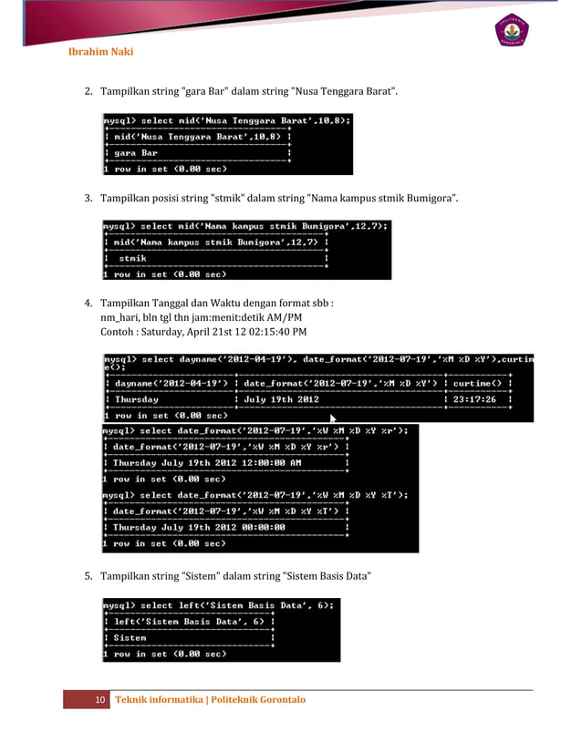 FUNGSI – FUNGSI DALAM MYSQL | PDF