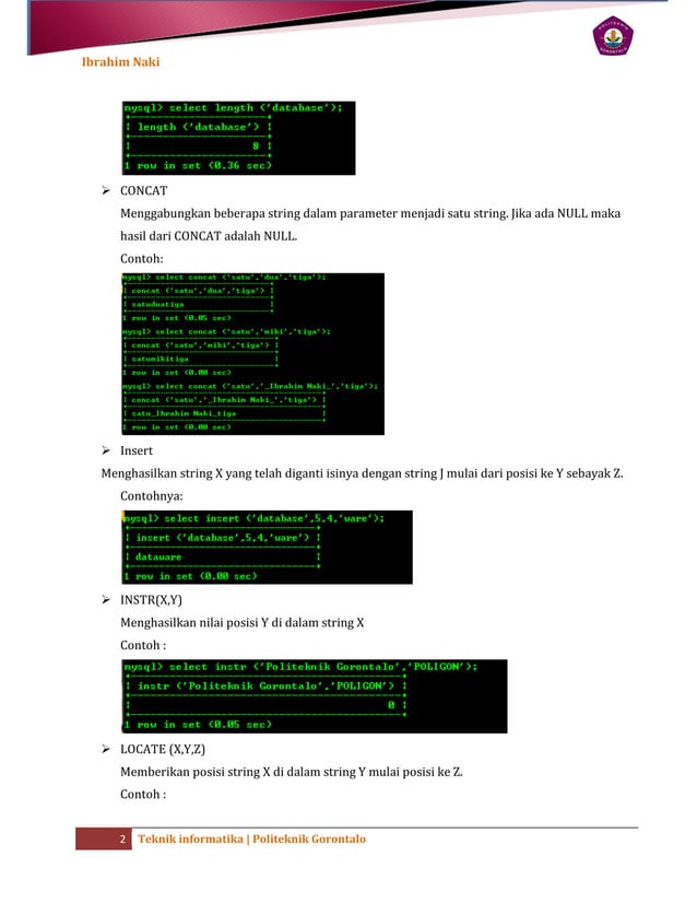FUNGSI – FUNGSI DALAM MYSQL | PDF