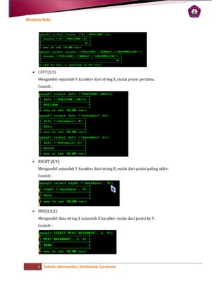 FUNGSI – FUNGSI DALAM MYSQL | PDF