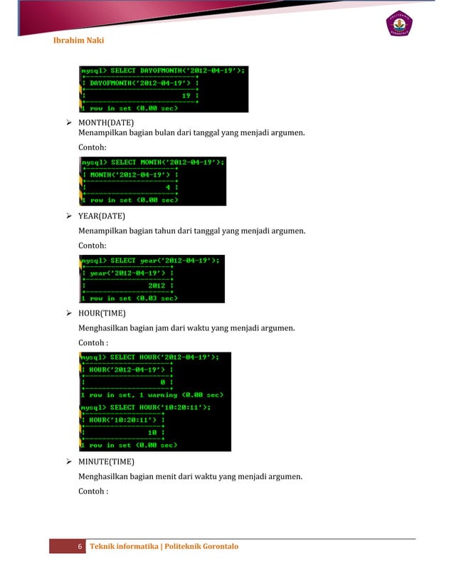 FUNGSI – FUNGSI DALAM MYSQL | PDF