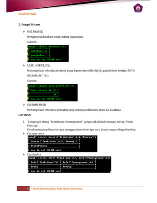 FUNGSI – FUNGSI DALAM MYSQL | PDF