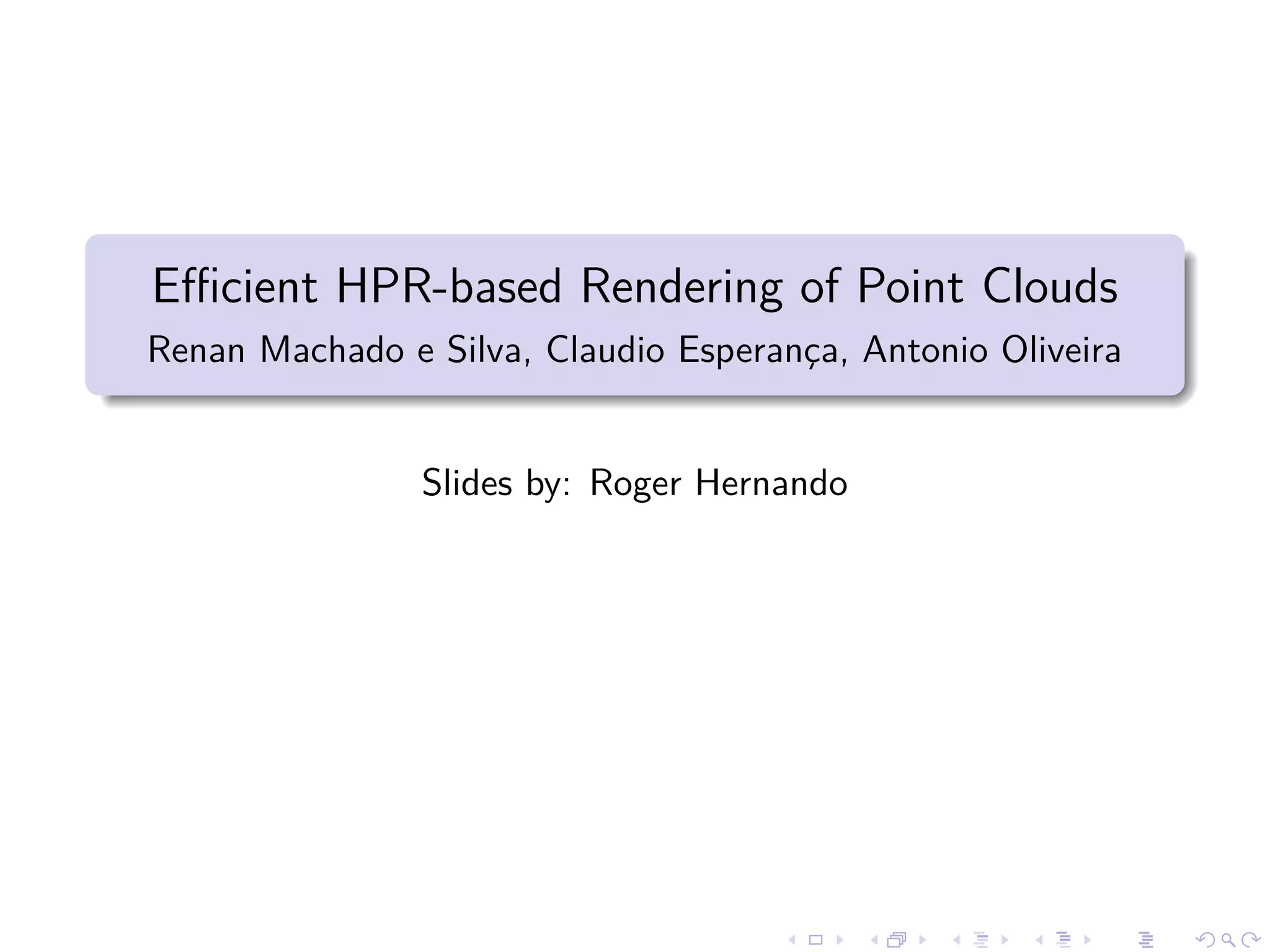 Efficient HPR-based Rendering of Point Clouds | PDF | 3-D Graphics | Computer Software and ...