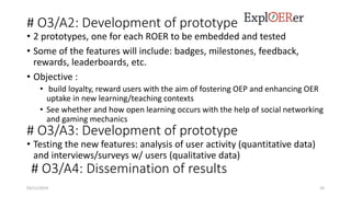 "Social networking and gaming capacities of OER": Output 3 slides | PPT
