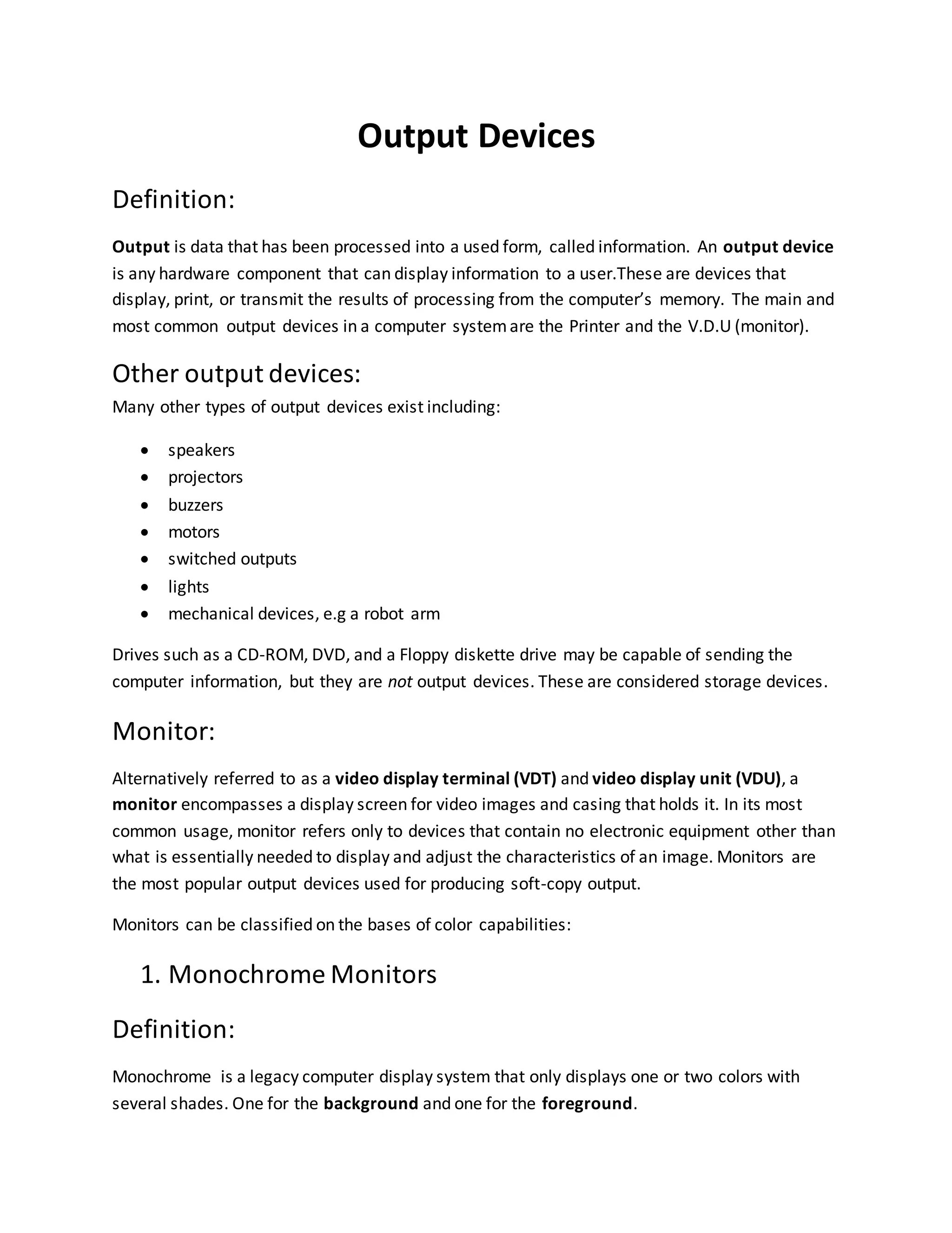 Output devices | PDF