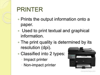 Output devices | PPTX | Desktop Publishing | Computer Software and ...