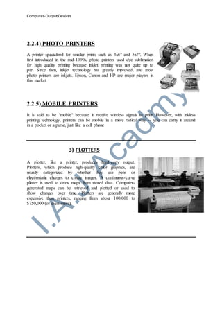 Output devices | DOC | Computer Peripherals | Computing