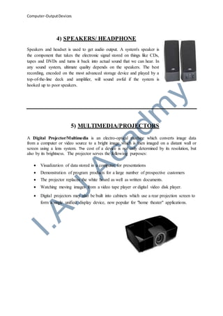 Output devices | DOC | Computer Peripherals | Computing