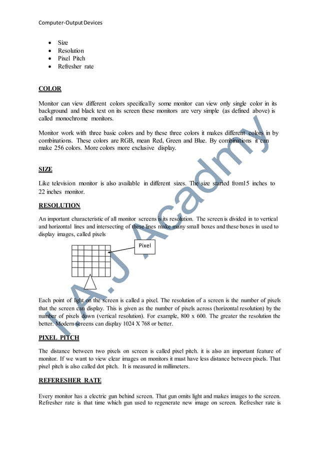 Output devices | DOC | Computer Peripherals | Computing