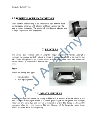 Output devices | DOC | Computer Peripherals | Computing