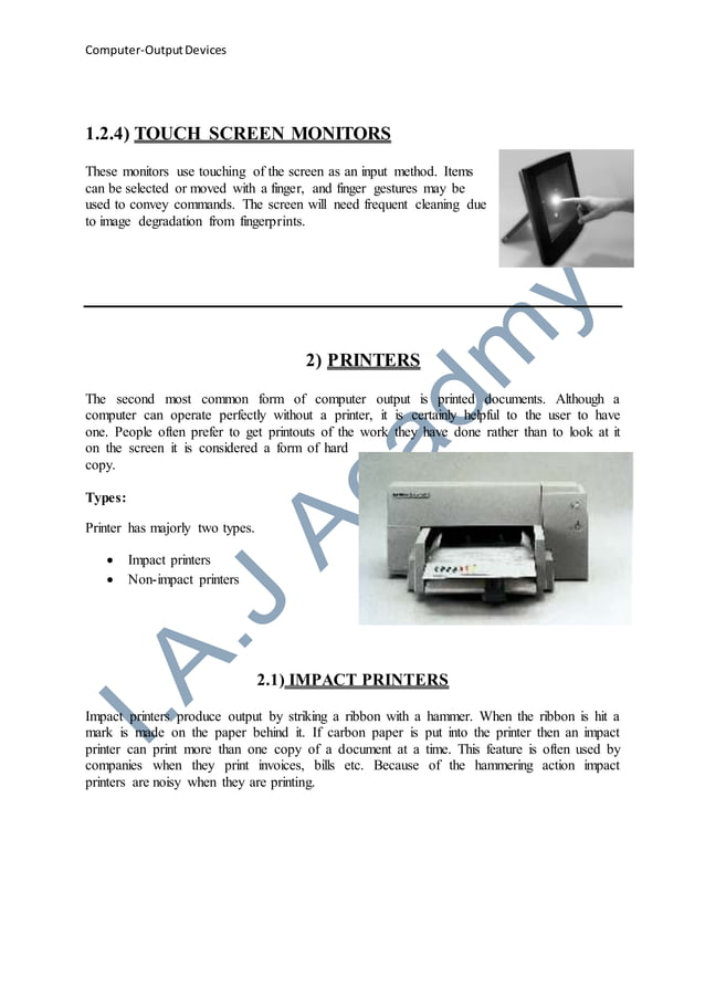 Output devices | DOC | Computer Peripherals | Computing