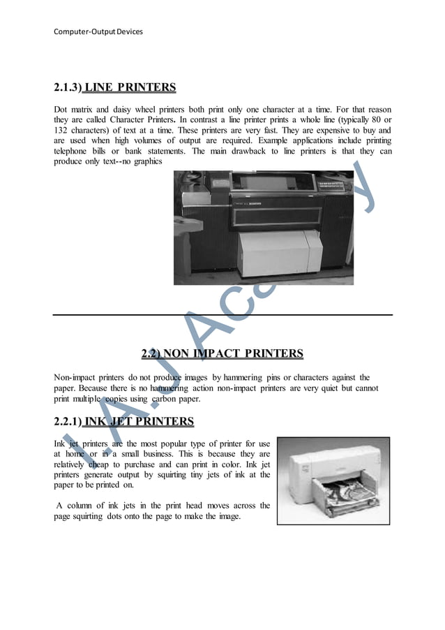 Output devices | DOC | Computer Peripherals | Computing