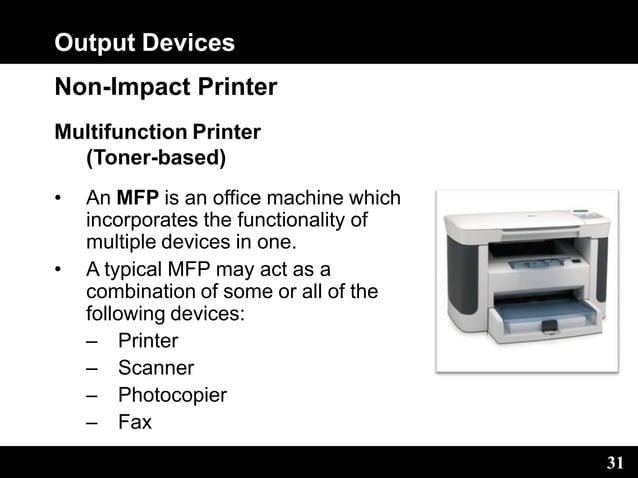 Computer System Output Devices Peripherals | PPT