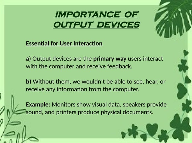 OUTPUT DEVICES PRACTICUM 2 POWERPOINT PRESENTATION | PPTX | Computer Peripherals | Computing