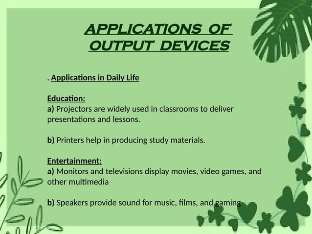 OUTPUT DEVICES PRACTICUM 2 POWERPOINT PRESENTATION | PPTX | Computer Peripherals | Computing