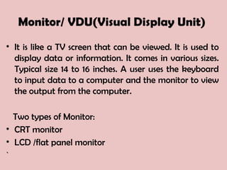 Presentation on Output devices - parts of computer | PPT