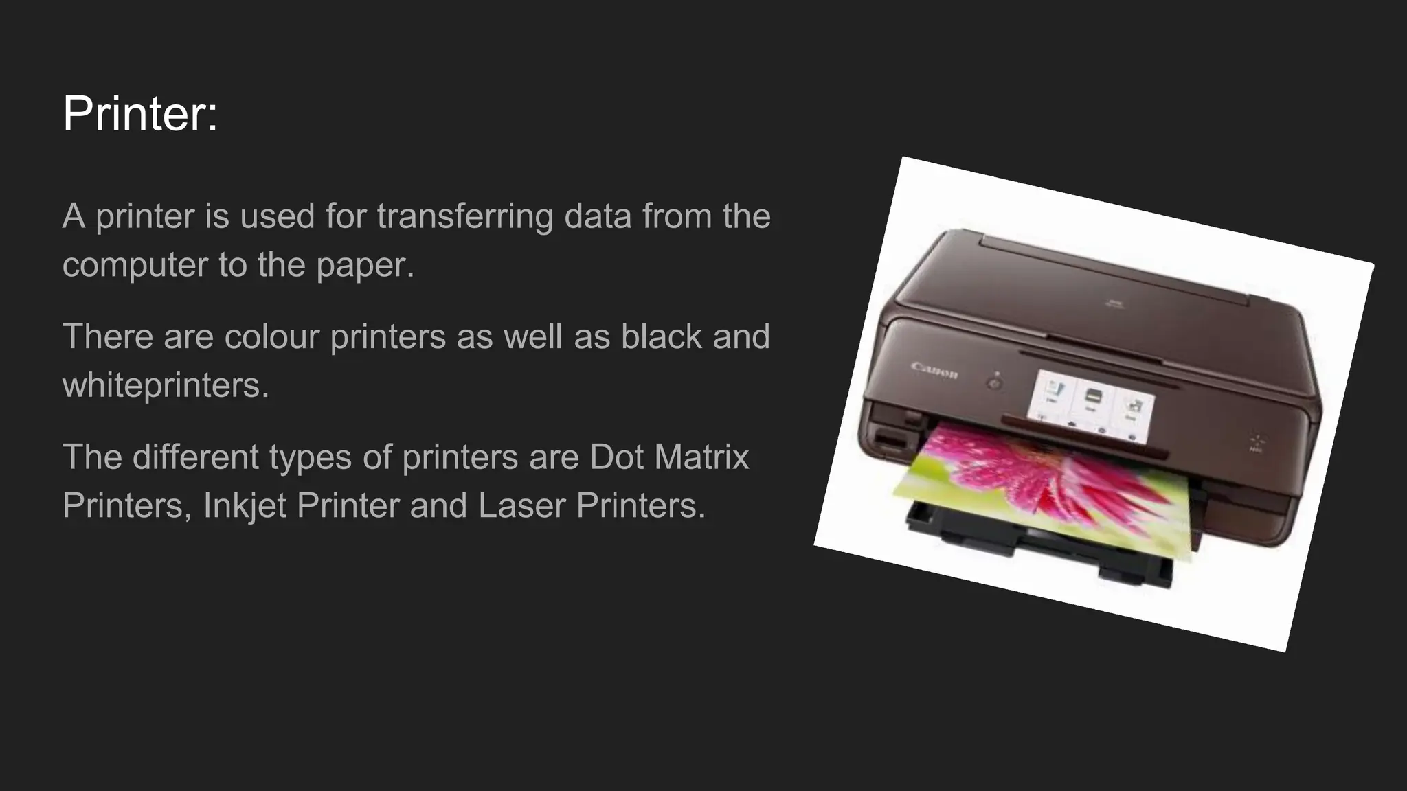 Output devices and types of printers.pptx | Computer Peripherals | Computing