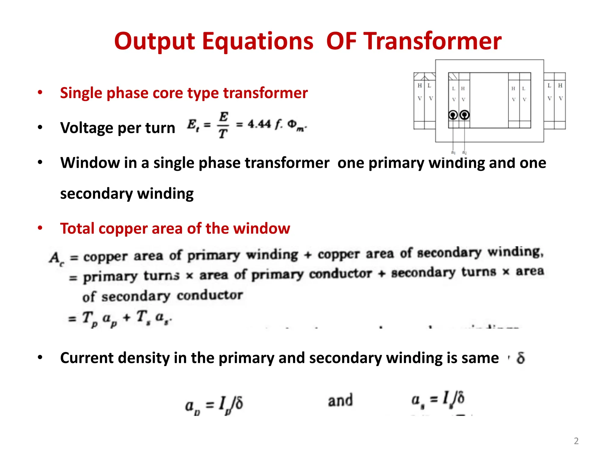Output Equations Of Transformer And Design | PDF