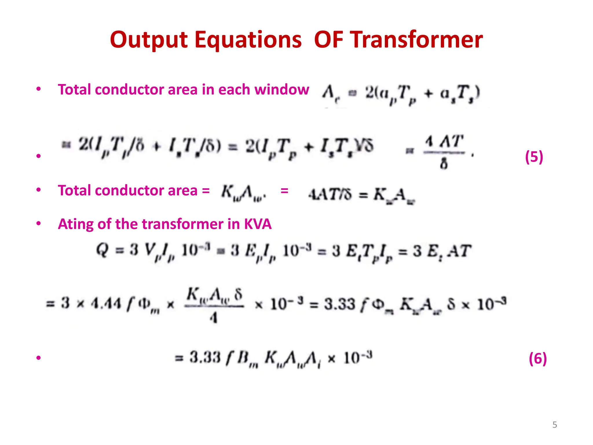 Output Equations Of Transformer And Design | PDF