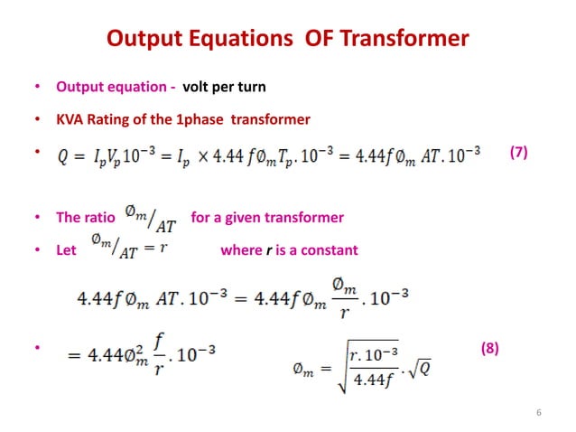 Output Equations Of Transformer And Design | PDF | Physics | Science