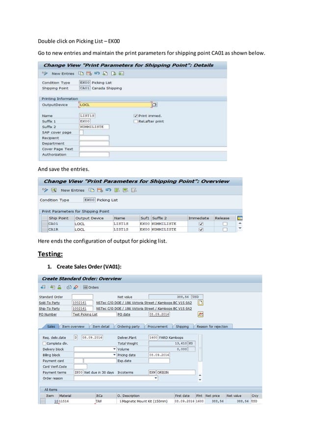 Output for picking list | DOCX | Logistics | Business