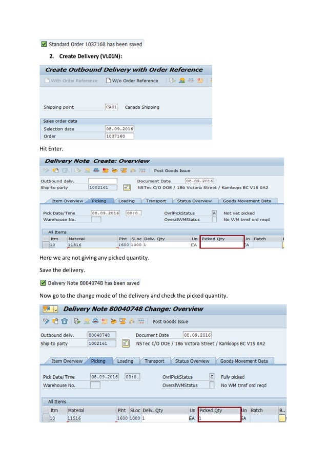 Output for picking list | DOCX | Logistics | Business
