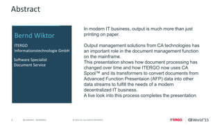 Output Management Solutions from CA Technologies: More Than Just ...