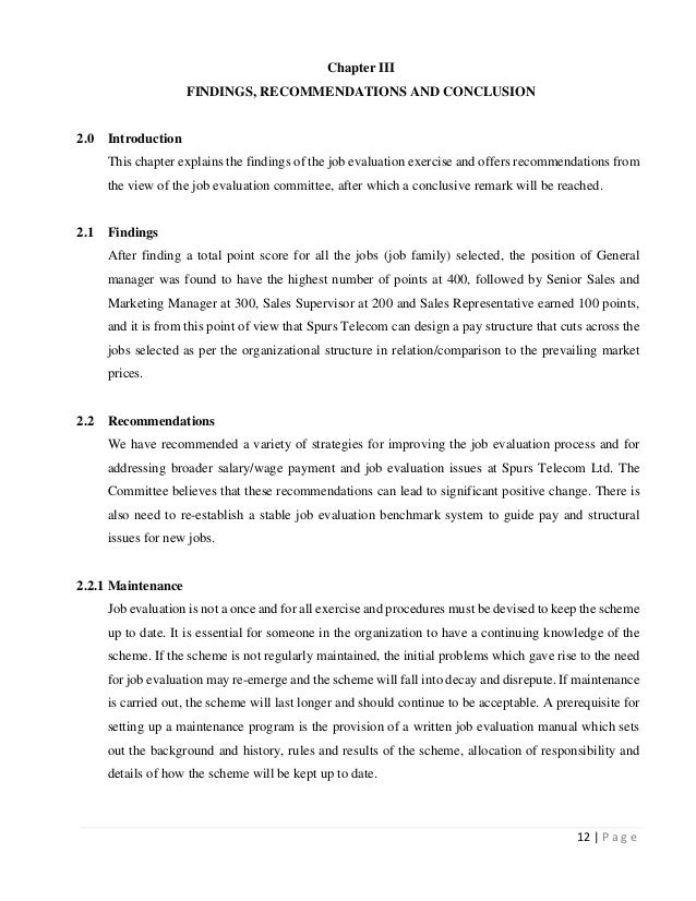 a job evaluation report....evaluation process