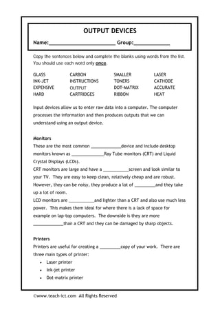 Output worksheet | PDF