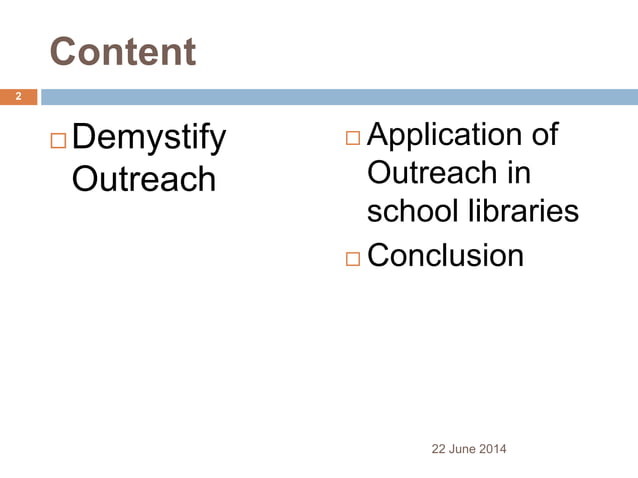 Outreach programme in libraries | PPTX
