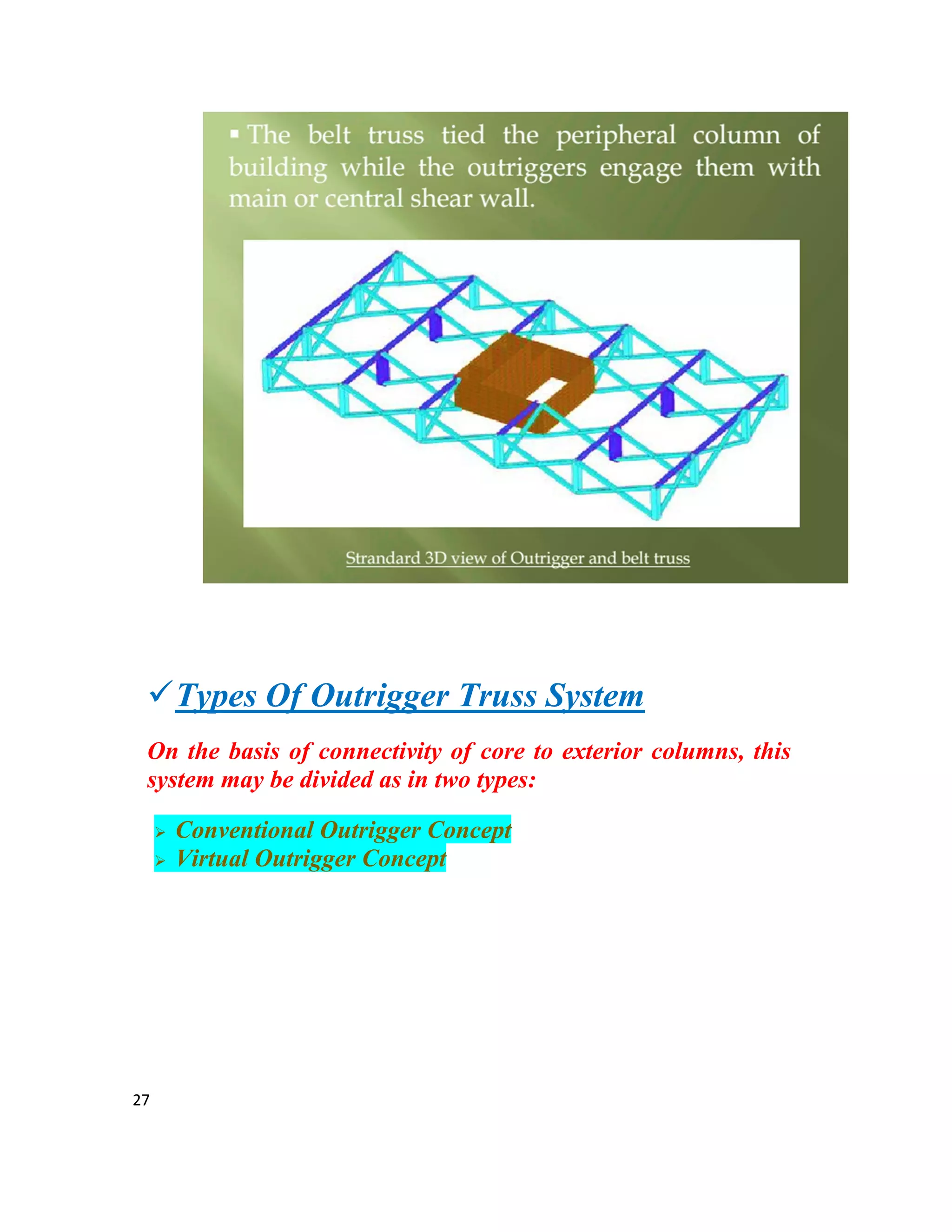 Outrigger belt trusses design - الجائز الشبكي المركزي والحزام المحيطي ...