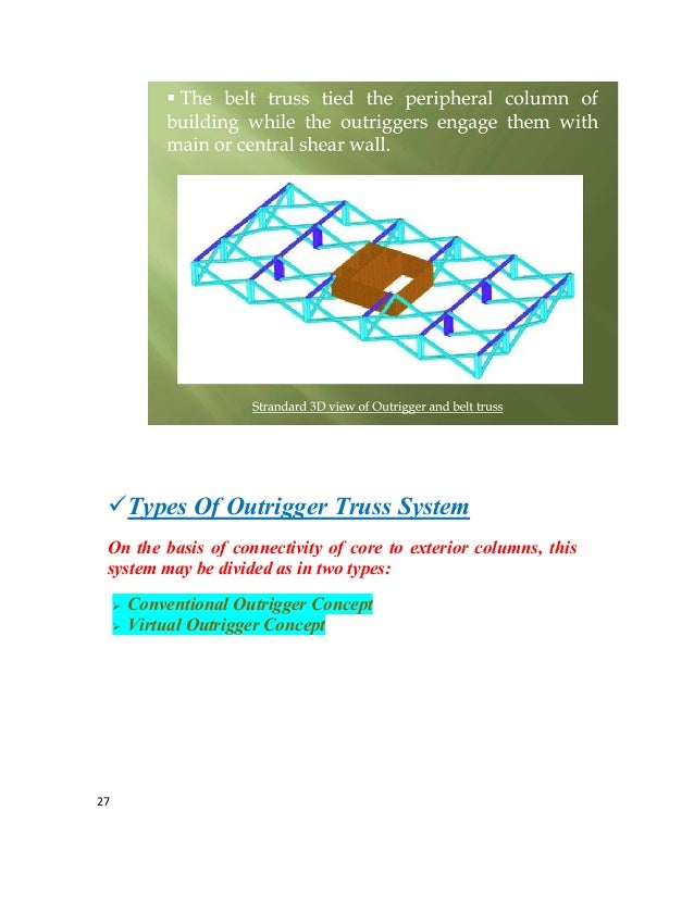 Outrigger belt trusses design - الجائز الشبكي المركزي والحزام المحي…