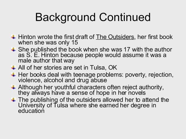 Outsiders Intro And Background | PPT