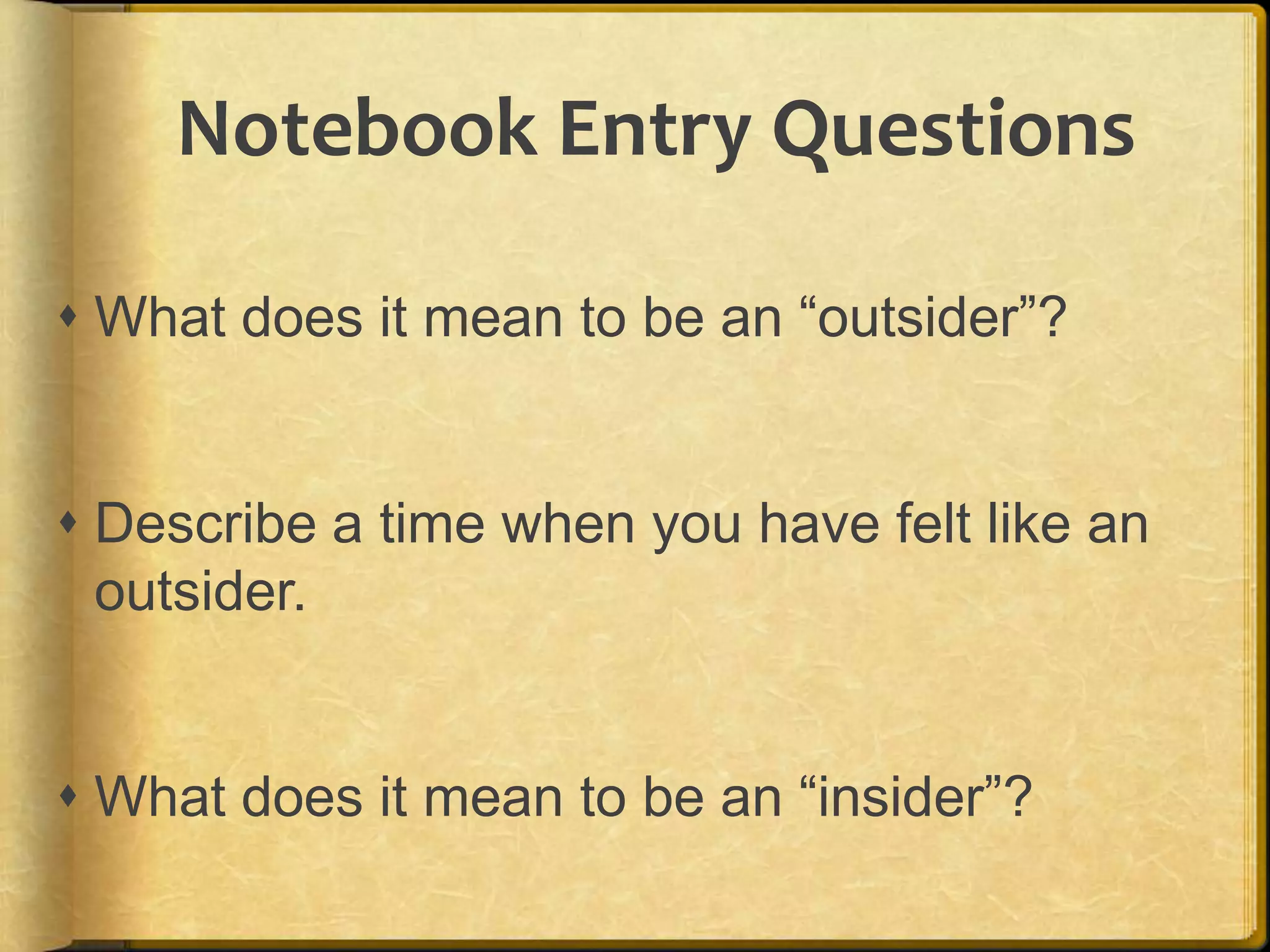 Outsiders Reflection & Discussion Questions | PPTX