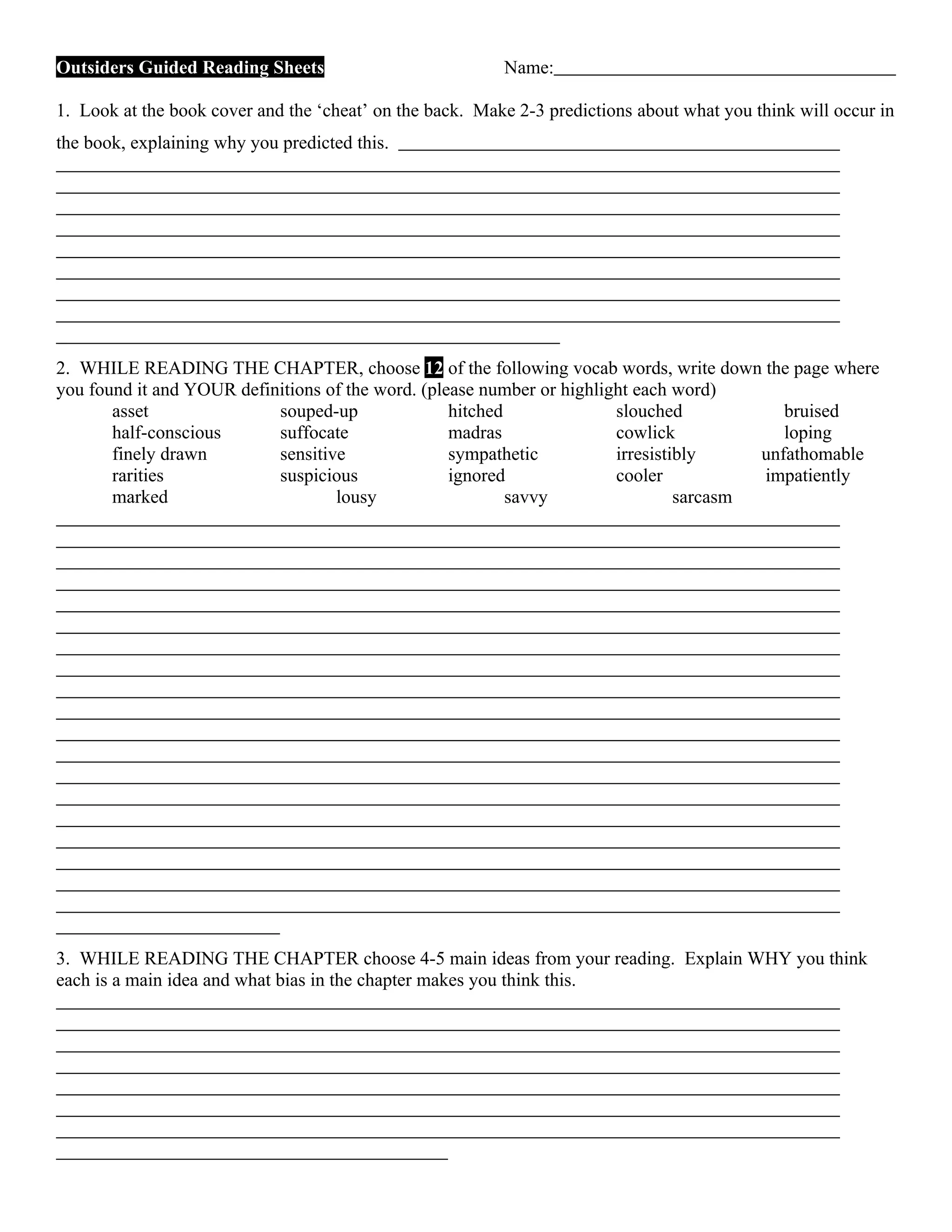 Outsiders Gr Sheet Ch. 1 | DOC
