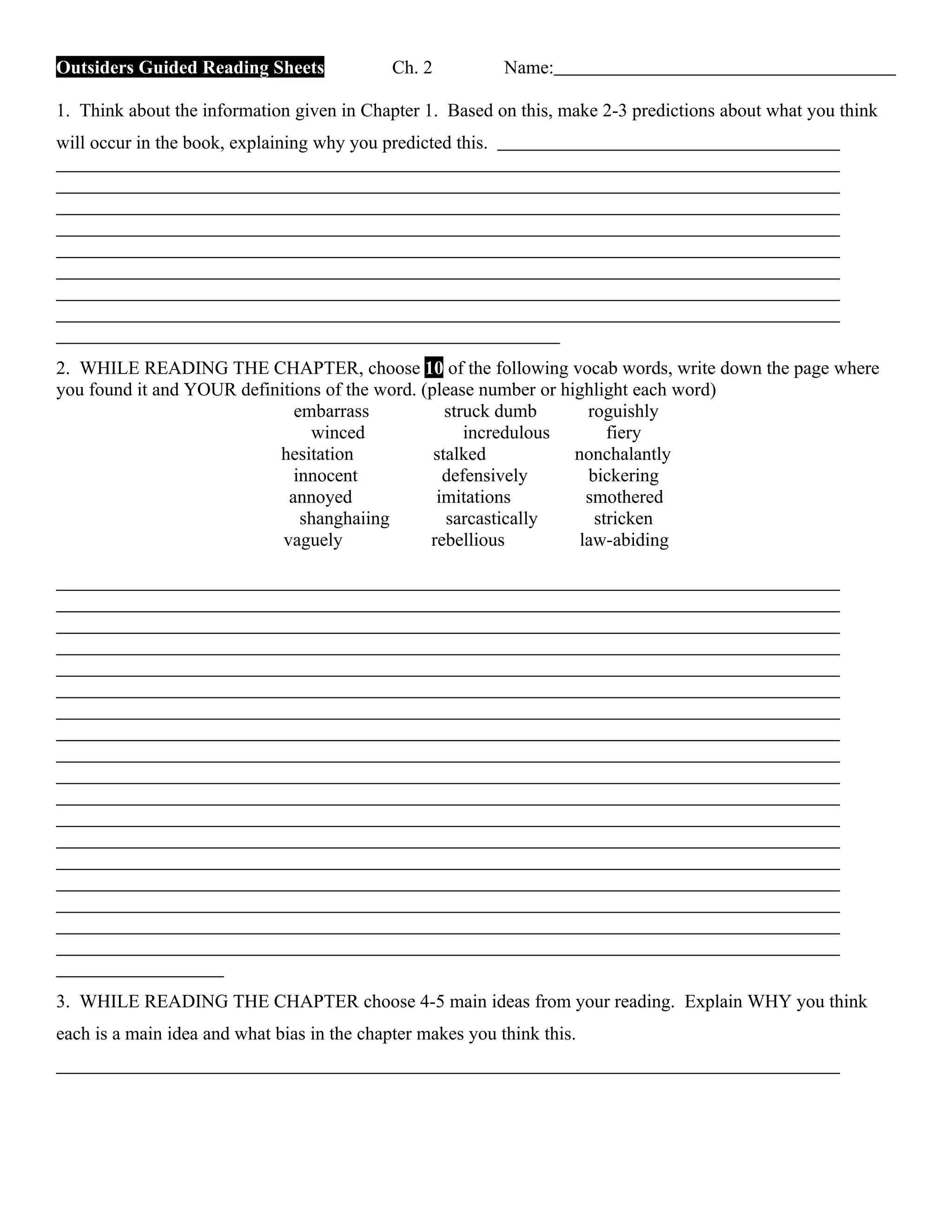 Outsiders Gr Sheet Ch. 2 | DOC