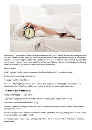 ATTENTION Insomnia Sufferers: True Cause Of Insomnia | PDF