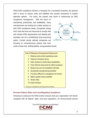 Outsourcing Environmental Health & Safety Compliance | PDF