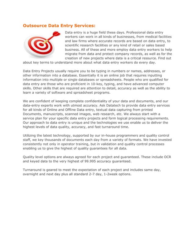 Outsource data entry services | PDF